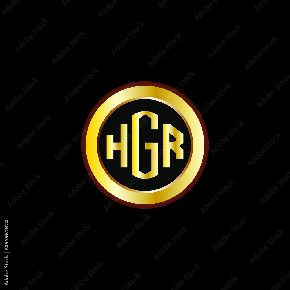 HGR letter circle logo design. HGR letter logo design with black ...