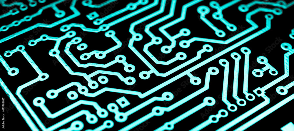 printed circuit. layout of tracks. Stock Photo | Adobe Stock