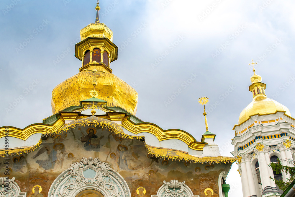 Entrance gate of historic Pechersk Lavra Monastery church temple ...
