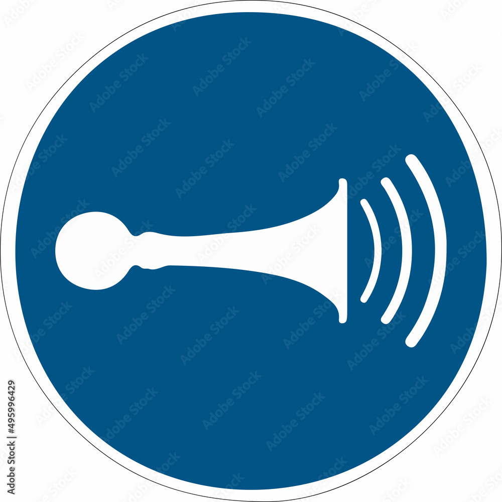 ISO-M029, SB043 ,Uso obligatorio del claxon, señal, claxon, obligación ...