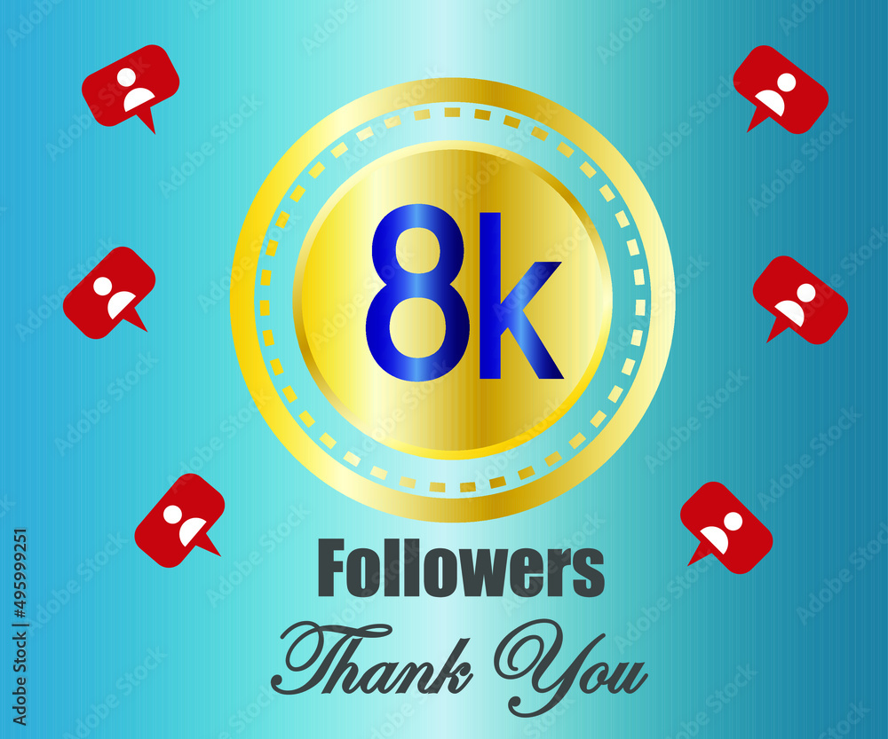 8k followers thank you. vector illustration Stock Vector | Adobe Stock