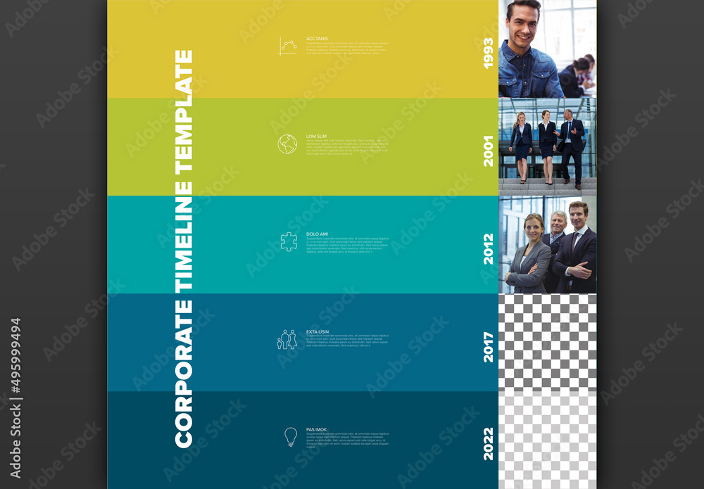 Simple Minimalistic Striped Timeline Layout with Square Photos Stock ...