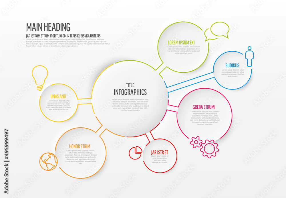 Infographic Light Circle with Circle Elements with Thin Line Borders ...