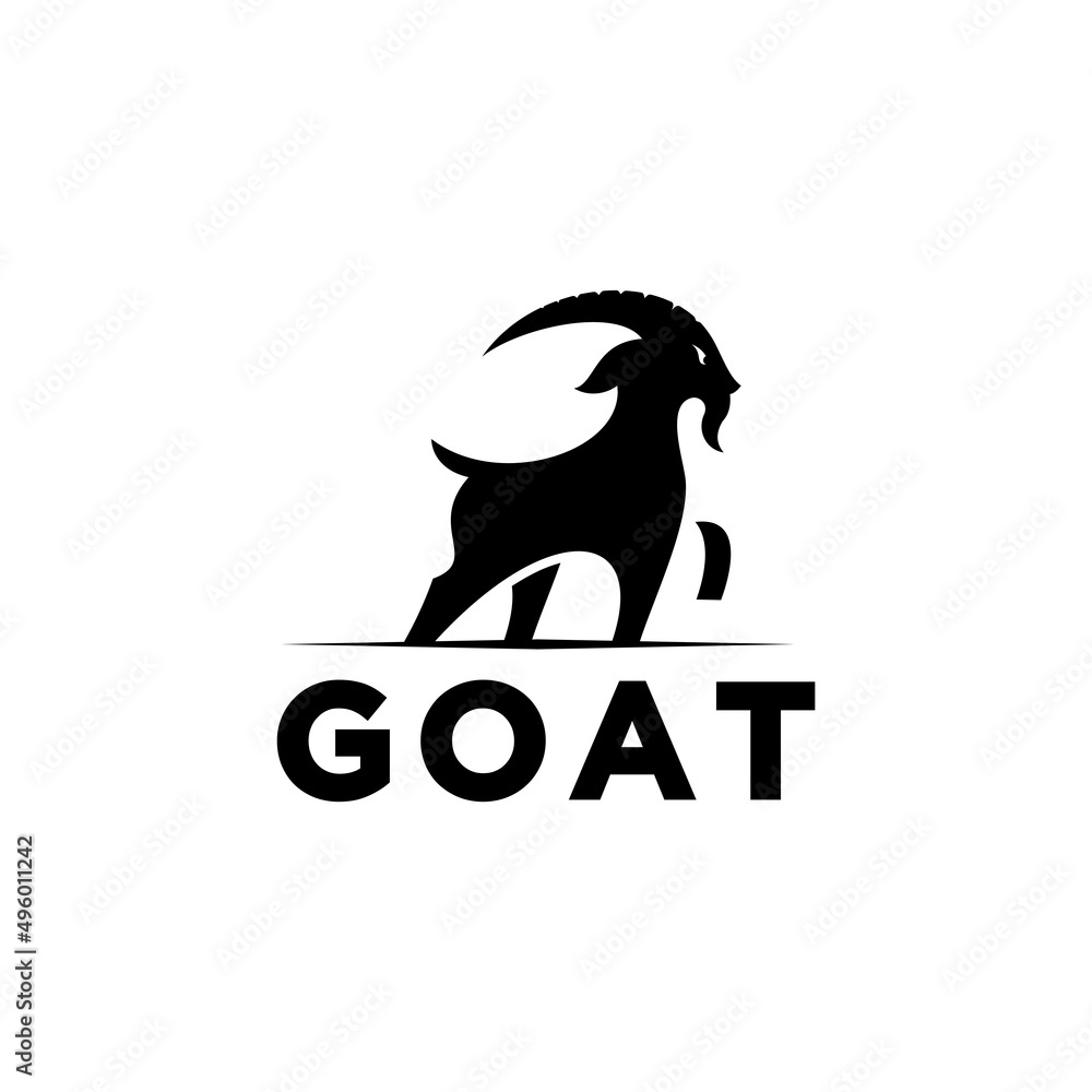 goat silhouette logo standing lifting one leg Stock Vector | Adobe Stock