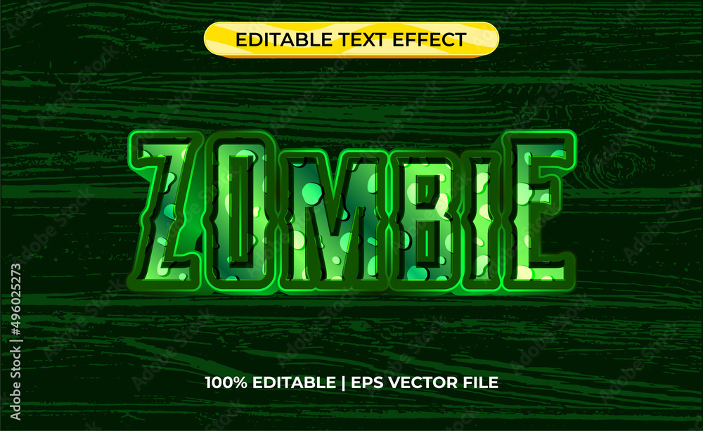 zombie 3d text effect with scary and horror theme. typography template ...