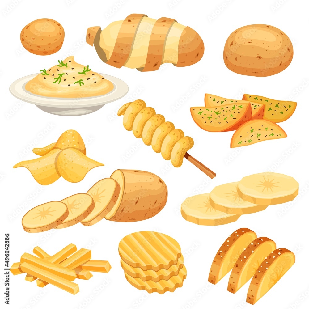 Potato dish, meal, garnish, street food and snack. French fries, rustic ...