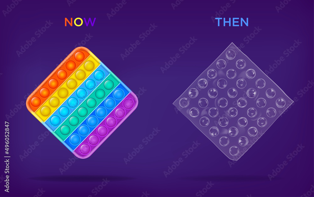 Vetor de Comparison of anti-stress toys old and new. Pop it versus ...