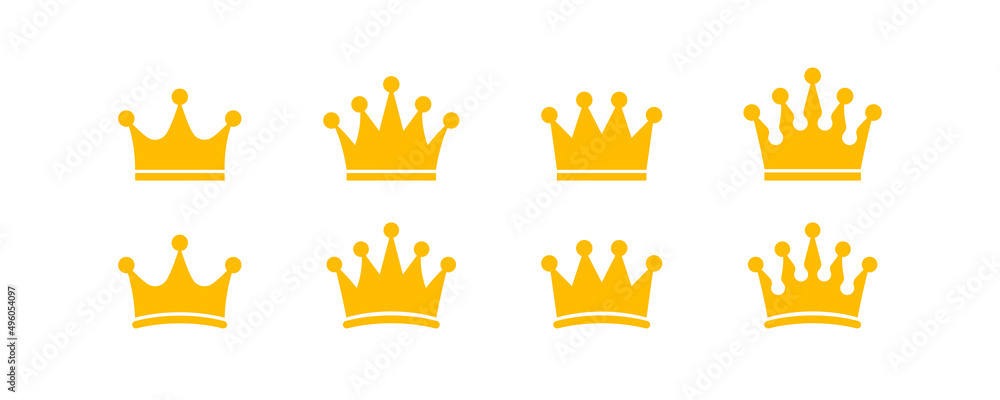 Simple Yellow crown icons. Isolated vector crown icon set. Stock Vector ...
