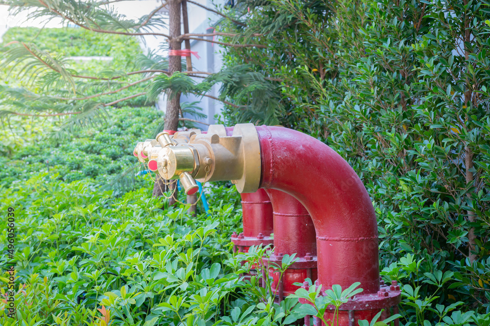 Fire department connection (90 Degree )on footpath outside the building ...