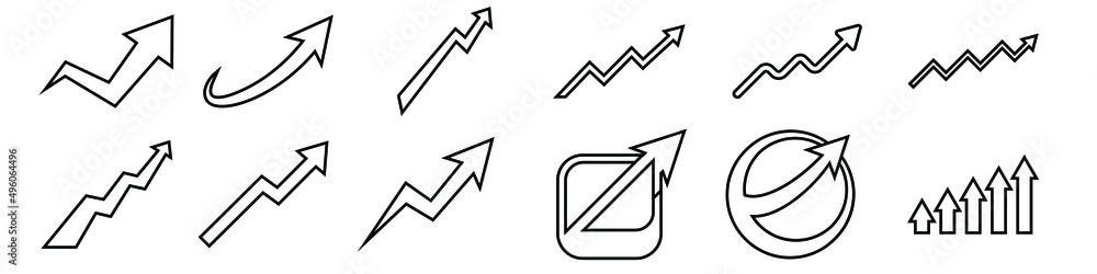 Growth Trend Chart icon vector set. Profit graph illustration sign ...