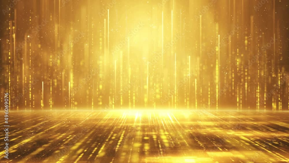 Golden particle rays rising is a spectacular motion. Gold particles ...