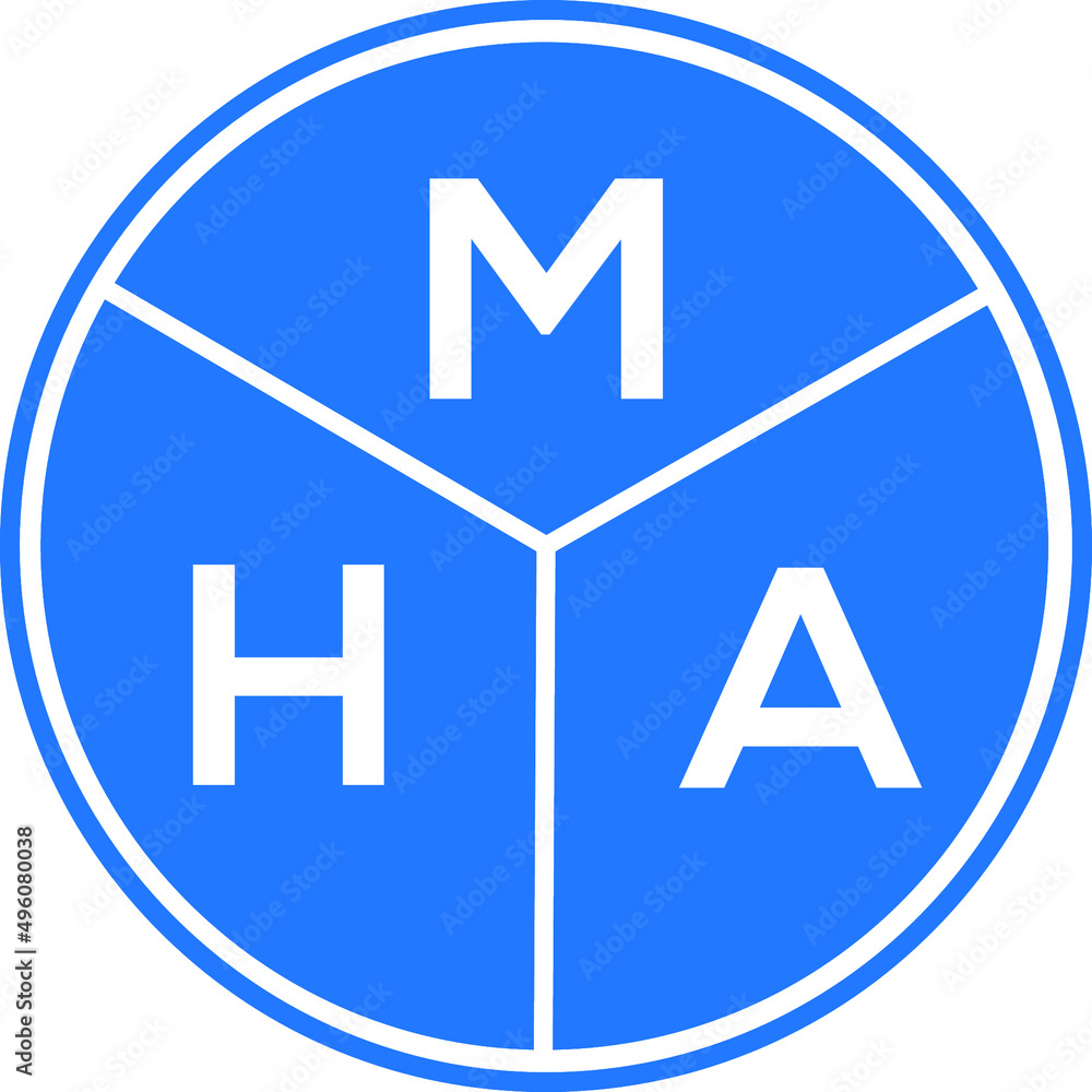 MHA letter logo design on white background. MHA creative circle letter ...
