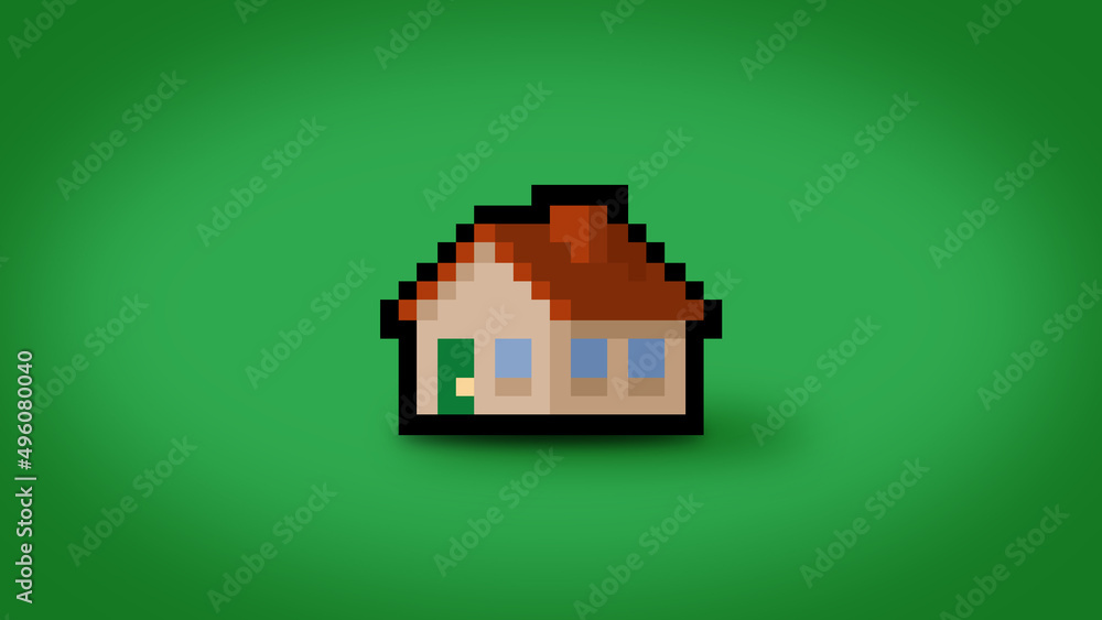 Pixel art house background - high res 4k background Stock Illustration ...