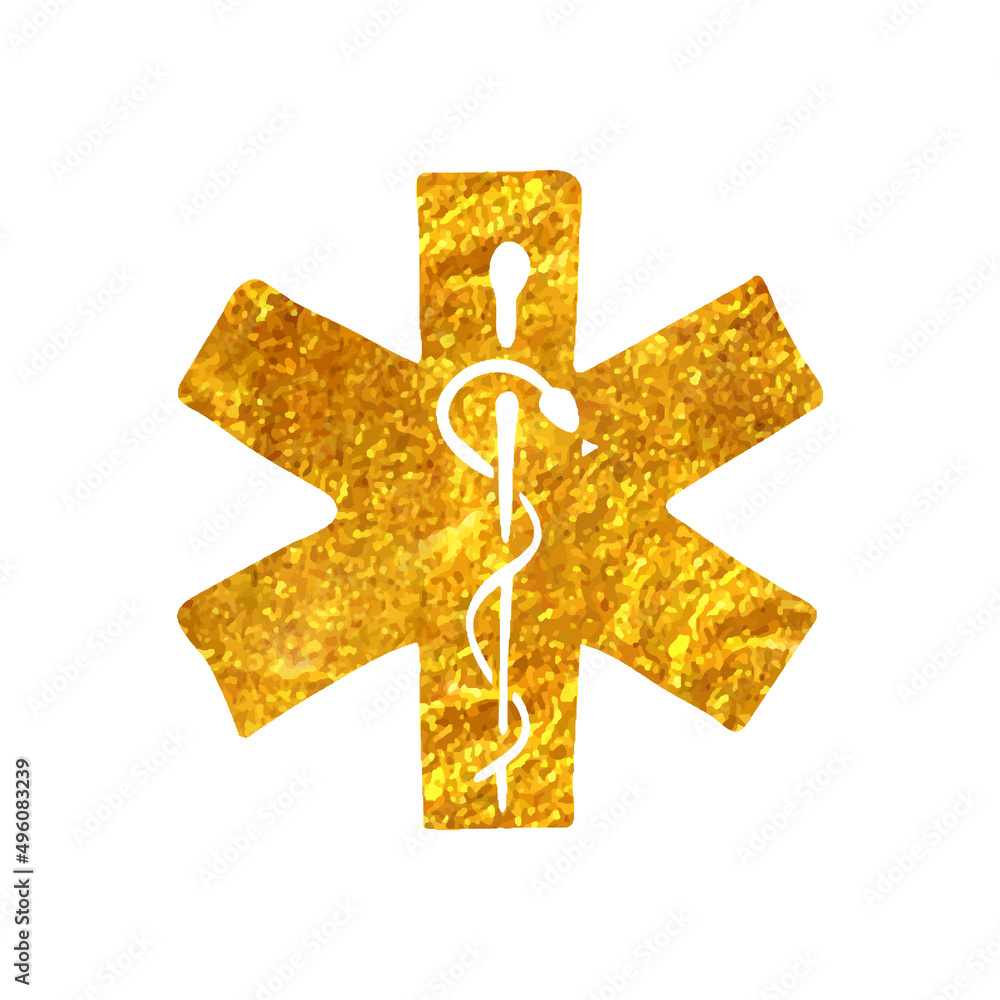 Hand drawn gold foil texture icon Medical symbol Stock Vector | Adobe Stock