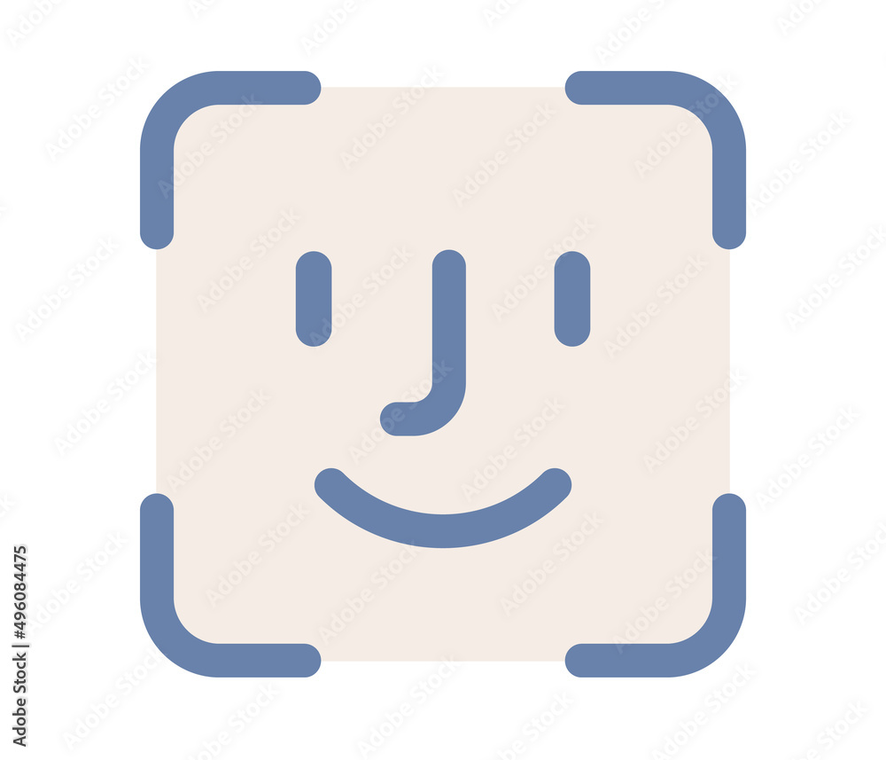 Face id icon. Face identification. Facial recognition system sign ...