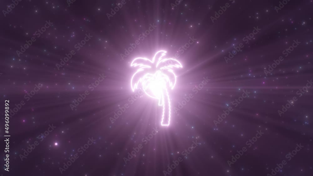 Aesthetic Palm Tree Vaporwave Shape Outline Glow Neon Lights Tunnel ...