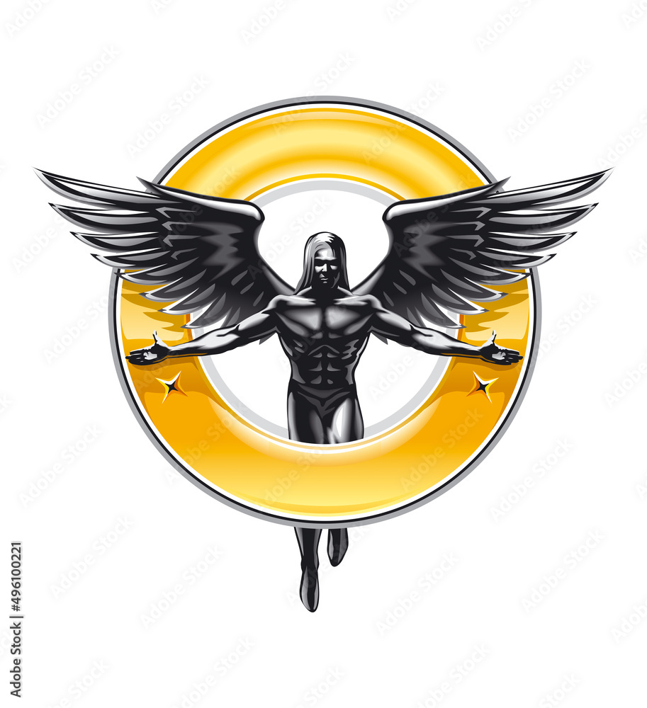 Black angel isolated template emblem Stock Vector | Adobe Stock
