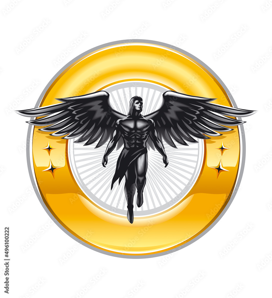 Black angel isolated template emblem Stock Vector | Adobe Stock