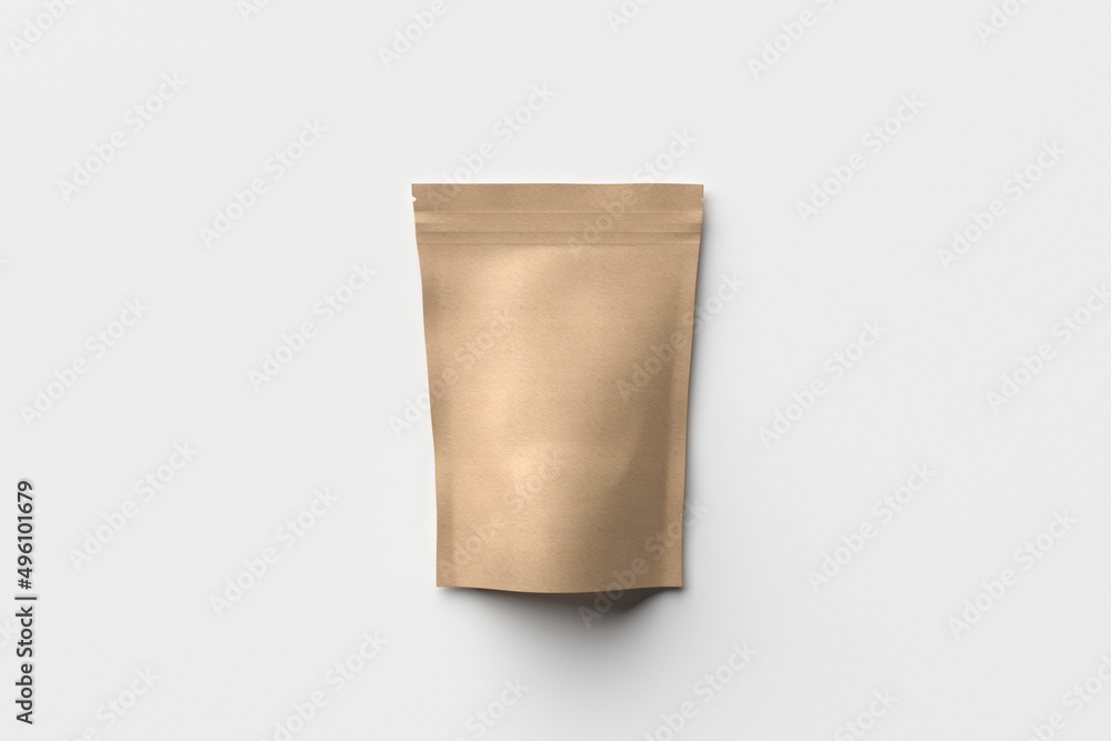 Blank recycled craft paper bag packaging on light background. Mock up ...