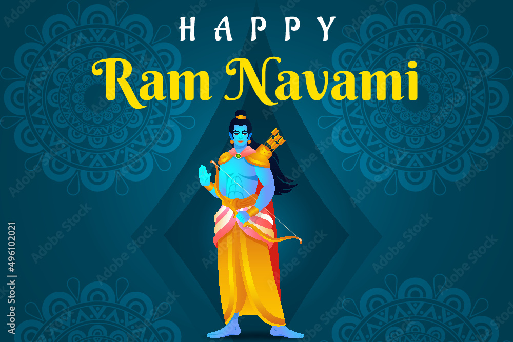 Shree Ram Navami celebration background for religious holiday of India ...