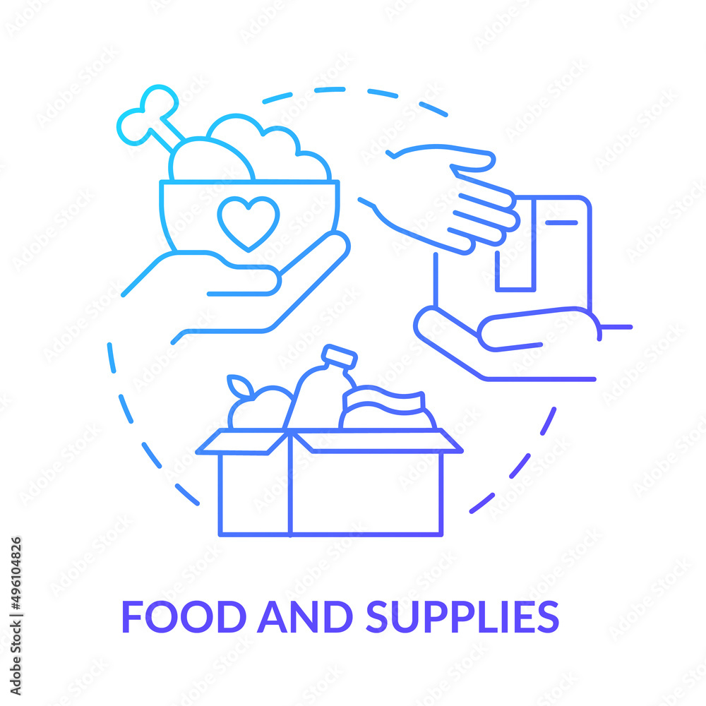 Food and supplies blue gradient concept icon. Governments may aid ...