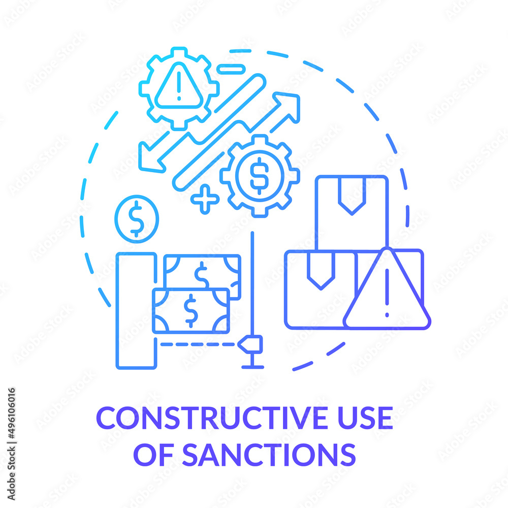 Constructive use of sanctions blue gradient concept icon. Way of armed ... Constructive use of sanctions blue gradient concept icon. Way of armed ...