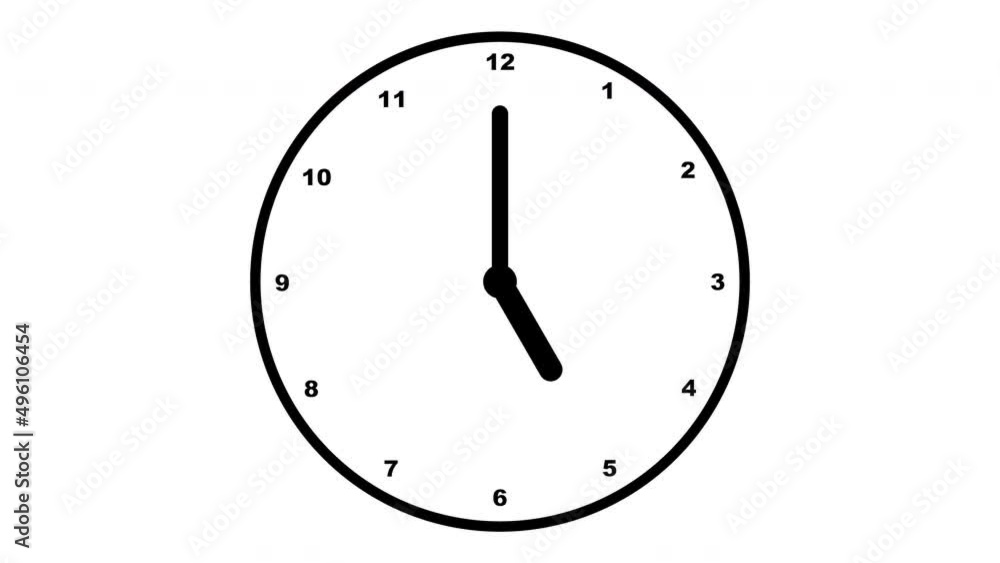 Clock with moving arrows on white background. Clock animation in 12 ...