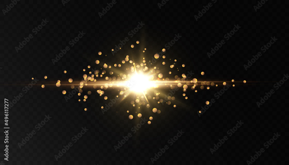 Bright beautiful star. Vector illustration of a light effect on a ...