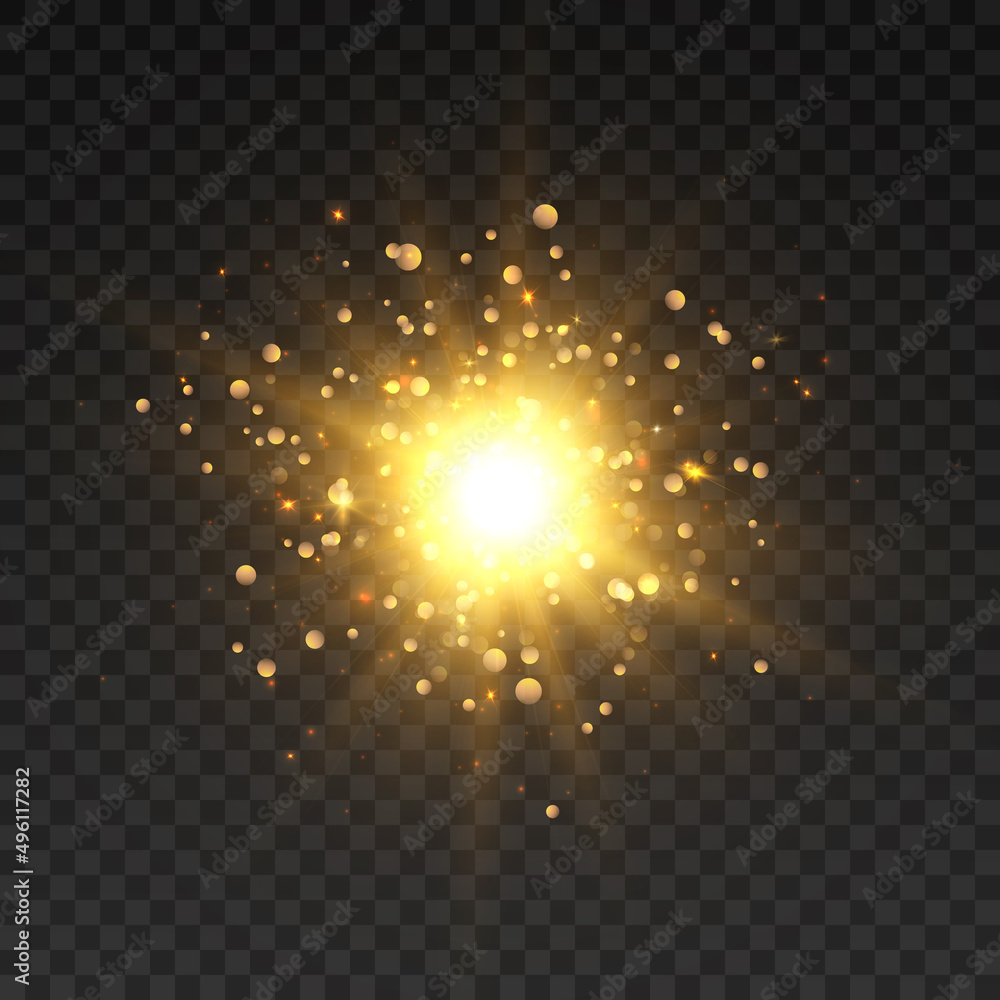 Bright beautiful star. Vector illustration of a light effect on a ...