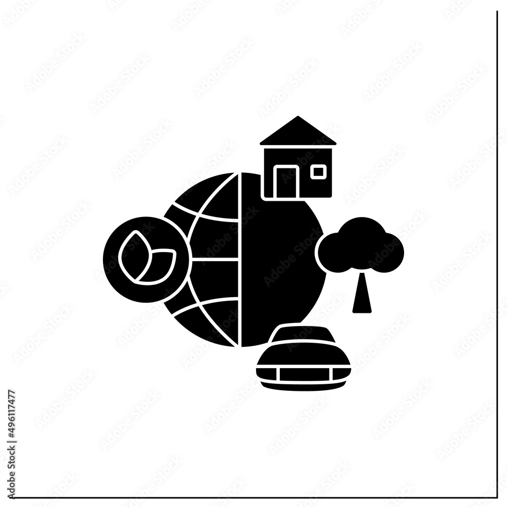 Environment glyph icon. World around. Physical and chemical forces ...