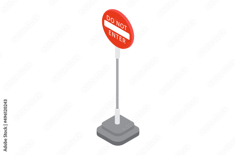 llustration of Stop sign on white background, vector 3d isometric ...