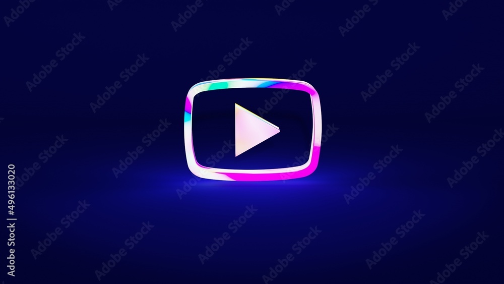 Gradient neon Youtube logo border isolated on a dark background with ...