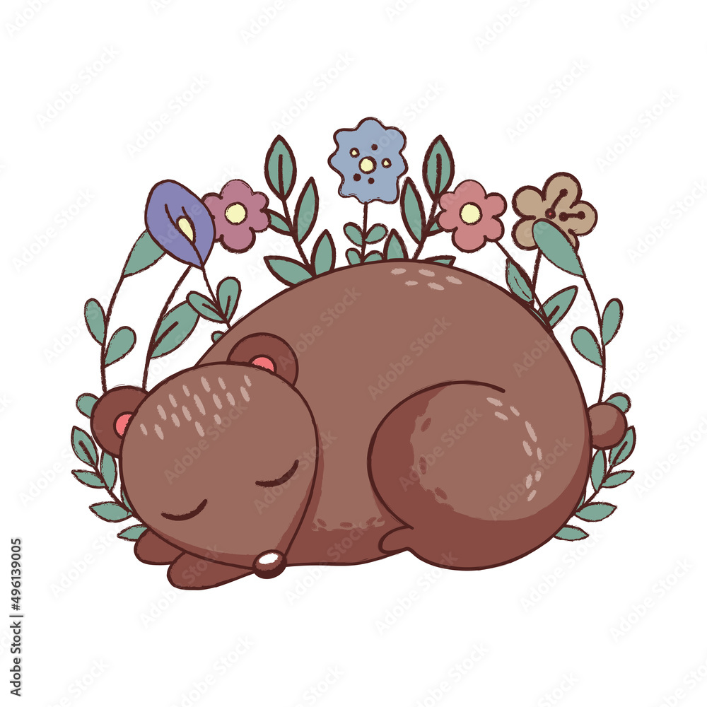 Sleeping bear illustration in pencil drawing style Stock Vector | Adobe ...