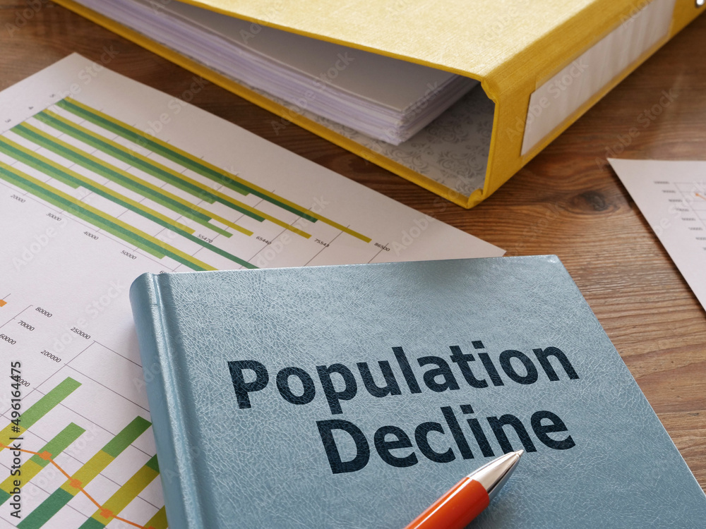 Population decline is shown on the photo using the text Stock Photo ...
