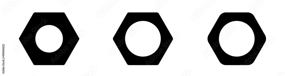 Screw-nut. Set of vector black icons. Vector clipart isolated on white ...