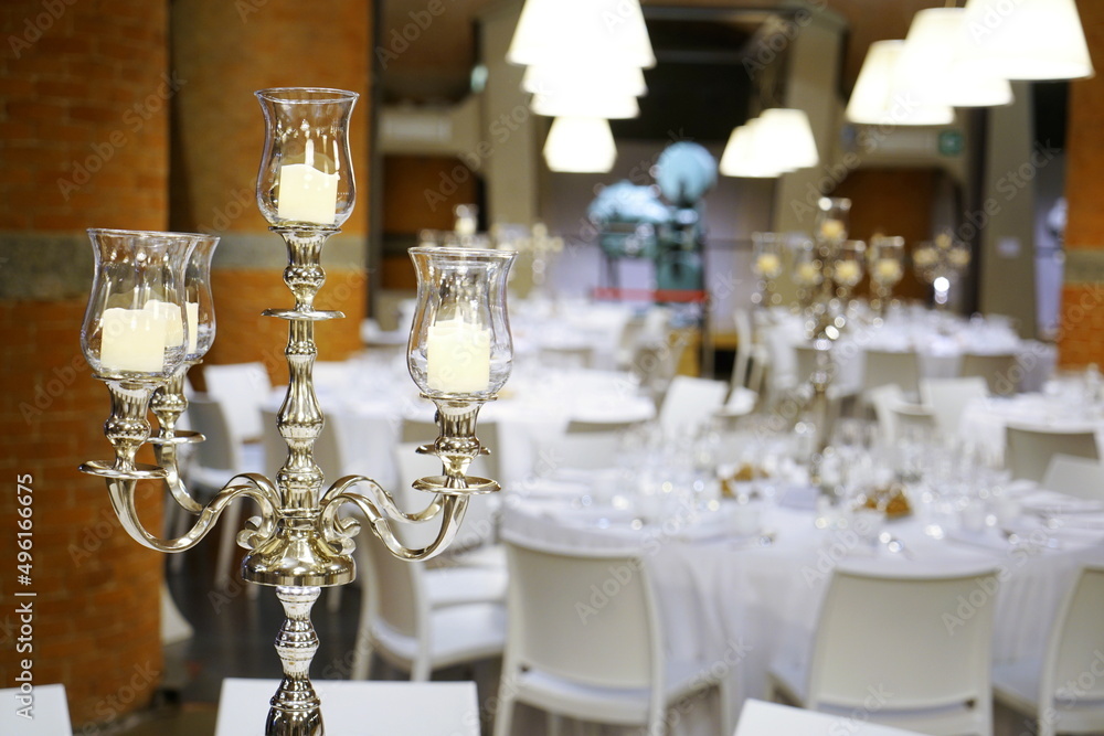 Decorated table on a gala dinner party Stock Photo | Adobe Stock