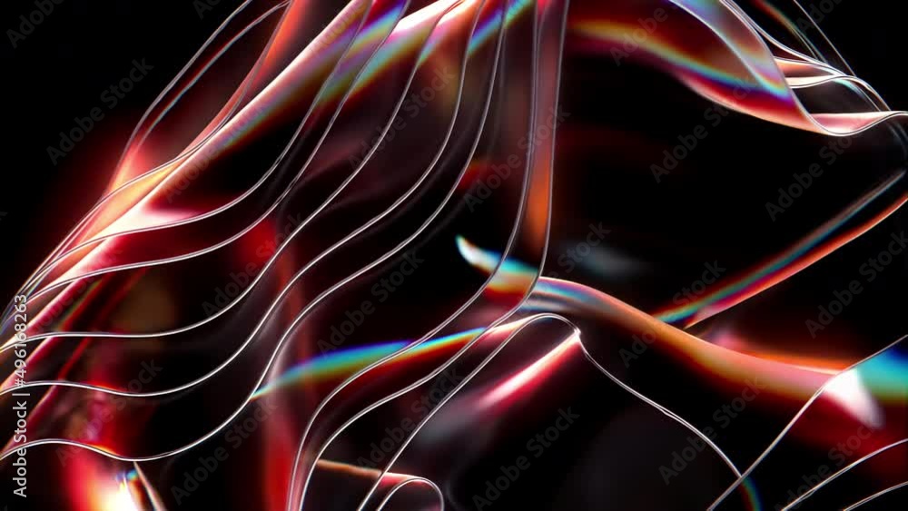 Futuristic holographic animation of dispersion glass wave lines moving ...