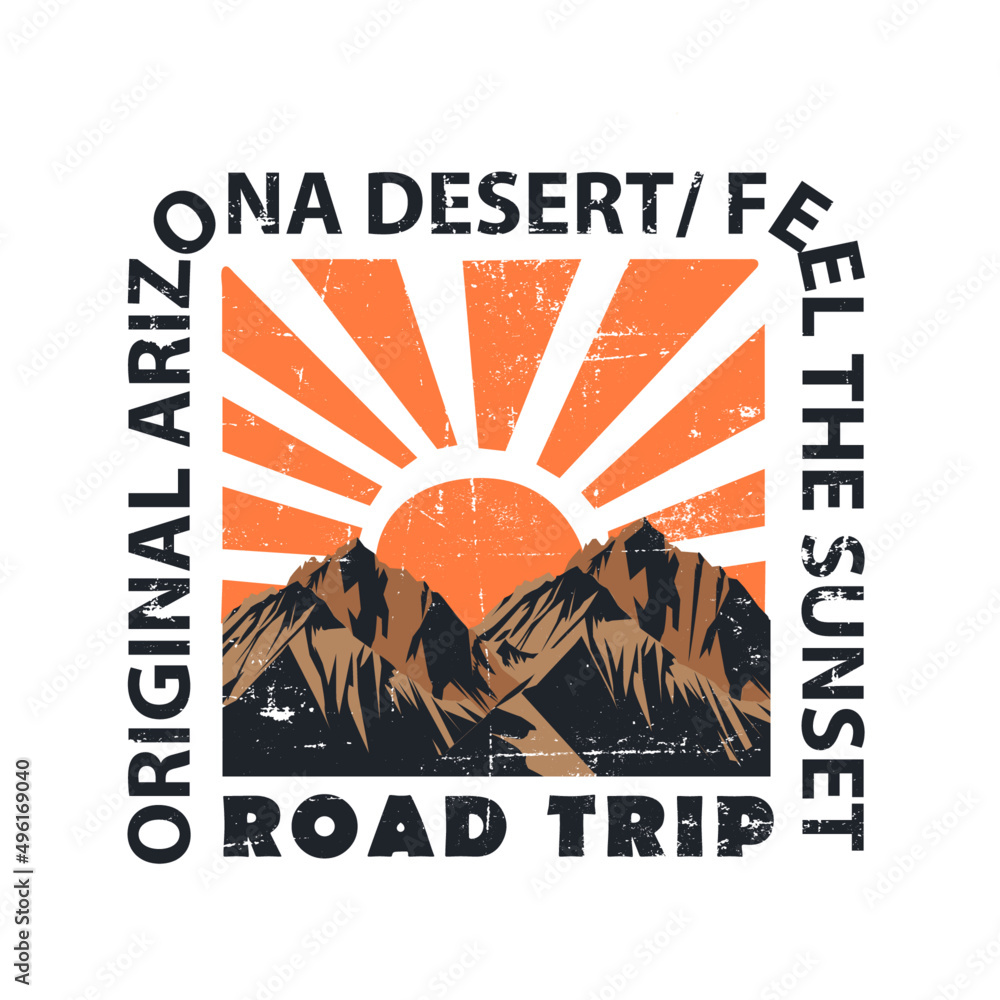 Original Arizona Desert Feel The Sunset Vintage Retro Graphic Great Outdoors Desert In