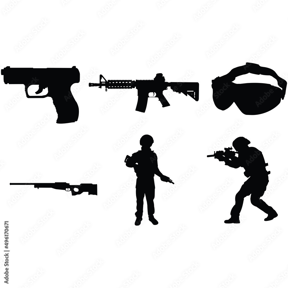 Airsoft Silhouette Vector Stock Vector | Adobe Stock