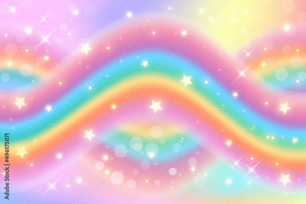 Holographic fantasy rainbow unicorn background. Pastel color sky ...