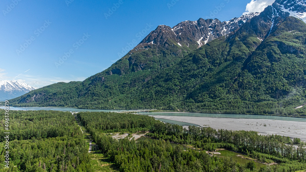 Summer aerial photo of Pioneer Peak, in Palmer, Alaska. Stock Photo ...