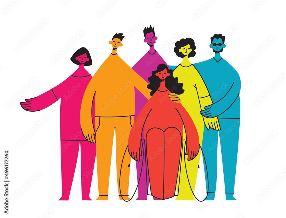 Flat illustration of a group containing inclusive and diversified ...