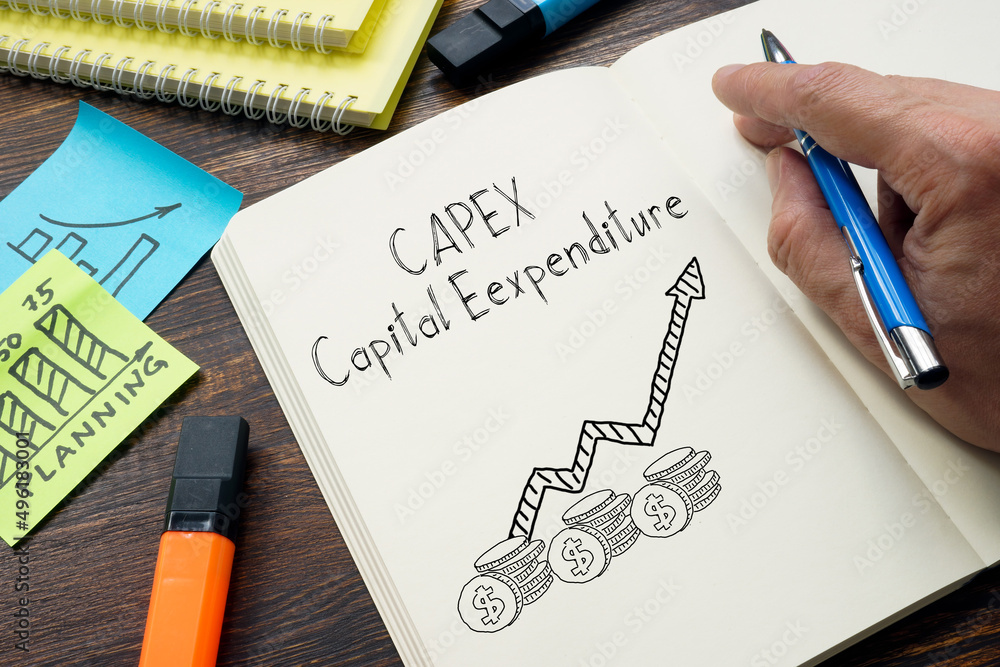 CAPEX capital expenditure is shown on the photo using the text Stock ...