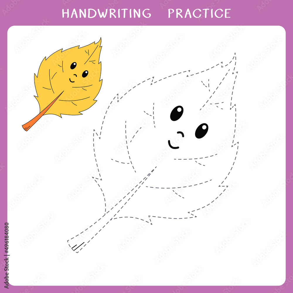 Handwriting practice sheet. Simple educational game for kids. Vector ...
