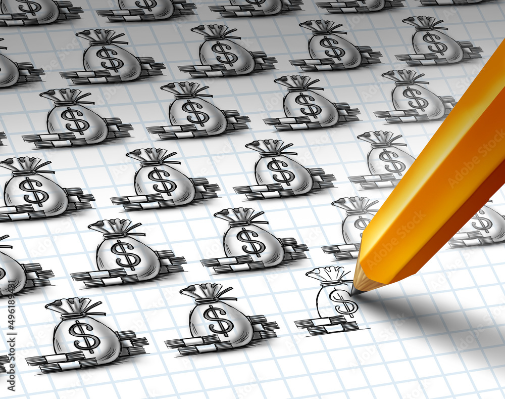 Profit increase and growing wealth concept as a sketch with multiple ...