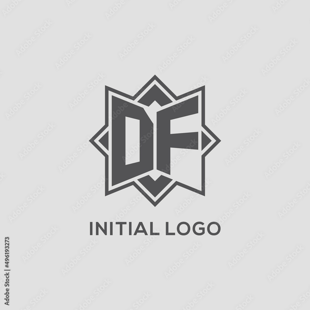 Monogram DF logo with eight point star style design Stock Vector ...