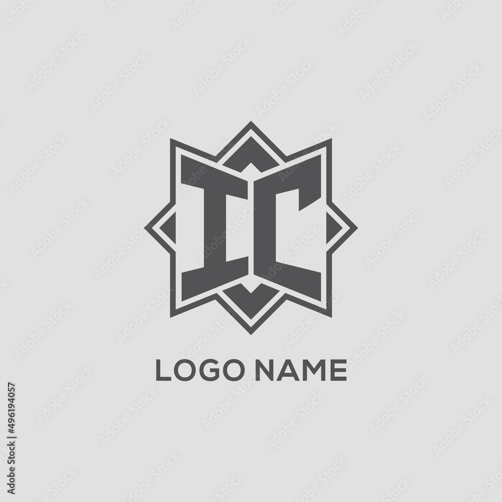 Monogram IC logo with eight point star style design Stock Vector ...