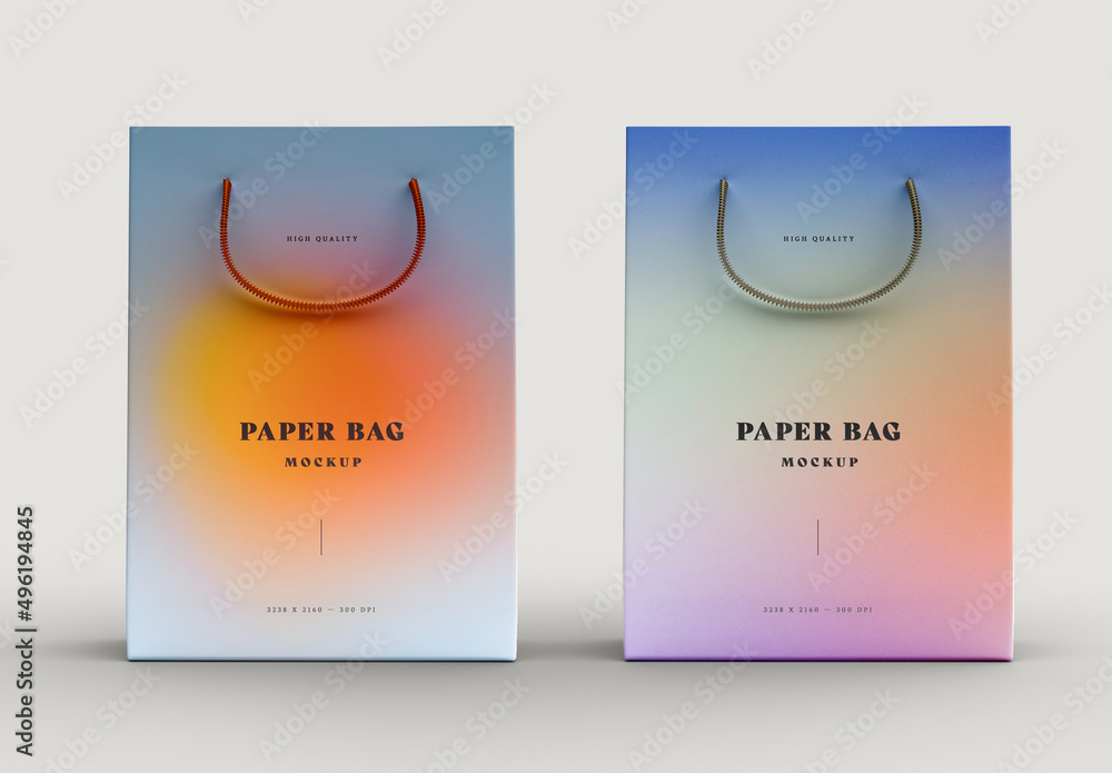 Twin Paper Bag Mockup – Modern Vertical Shopping Bags Set for Branding ...