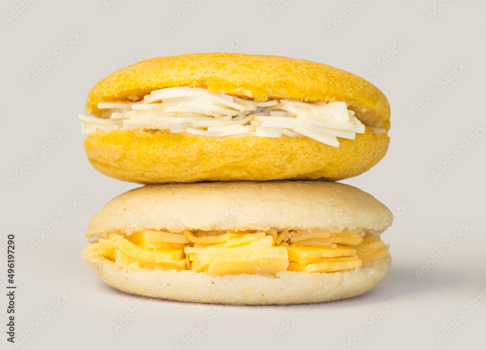 Venezuelan yellow corn arepa stuffed with cheese typical breakfast ...