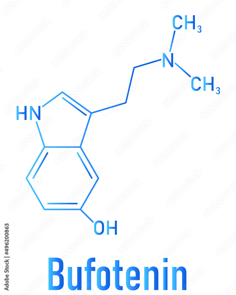 Bufotenin molecule. Tryptamine present in several psychedelic toads ...